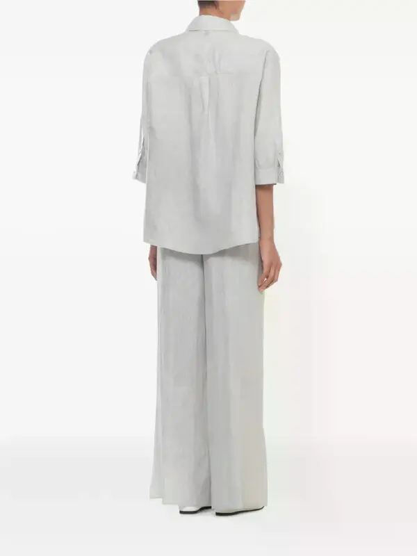 PANICALE Three-quarter Length Sleeve Linen Shirt