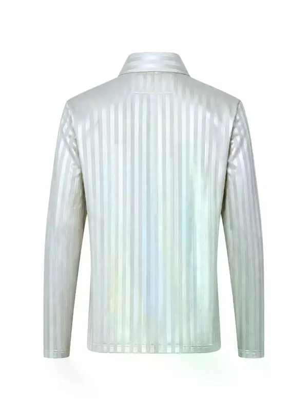 METALWOOD STUDIO Player Stripe-pattern Long-sleeve Polo Shirt