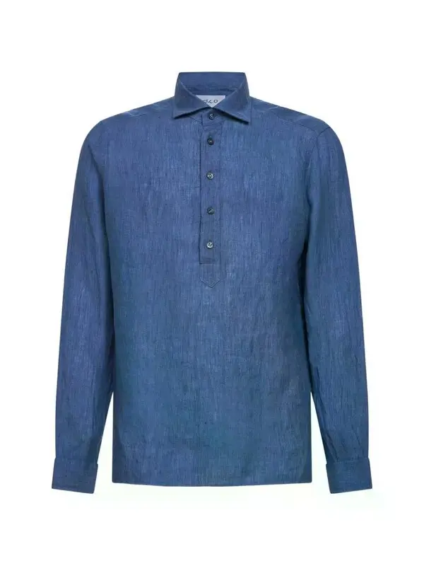 D4.0 Button-placket Long-sleeve Polo Shirt