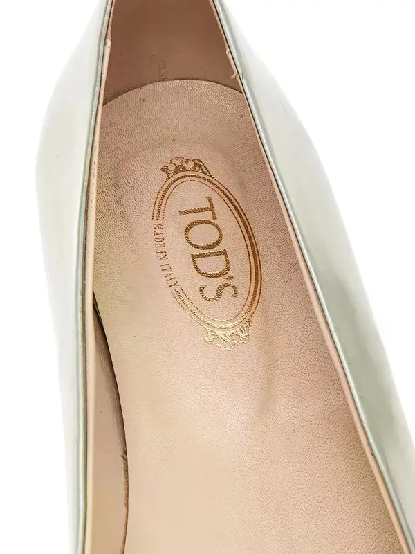 TOD'S Leather Pointed Toe Buckle Detail Ballet Flats