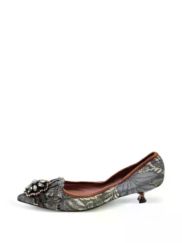 Miu Miu Jacquard Embellished Pumps - Grey