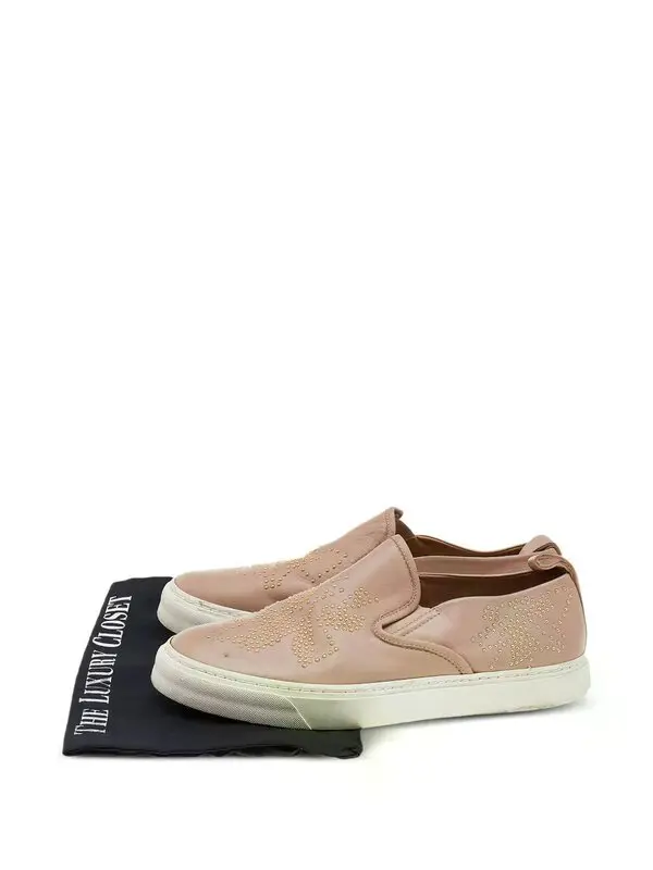 Chloé Embellished Leather Slip-on Sneakers