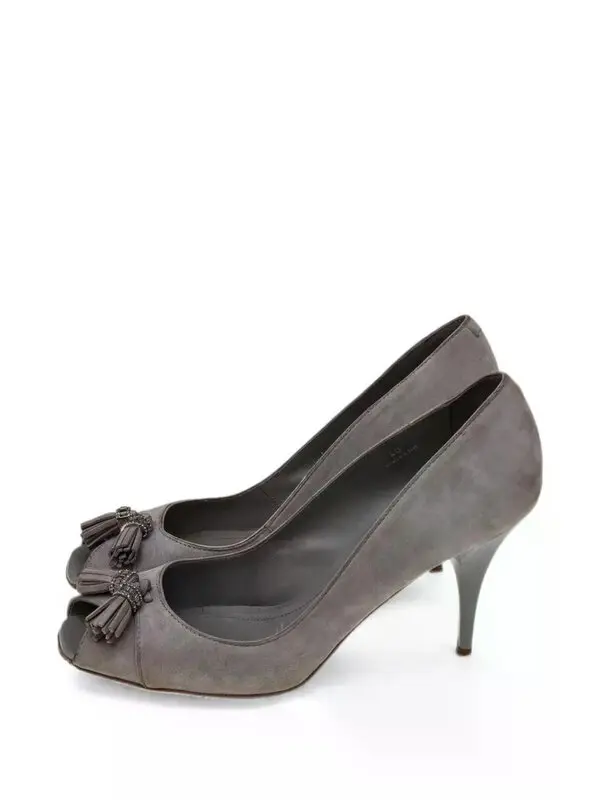 TOD'S Suede Peep-toe Pumps With Tassel Detail