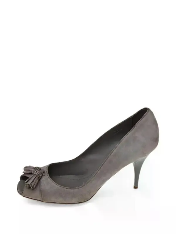 TOD'S Suede Peep-toe Pumps With Tassel Detail
