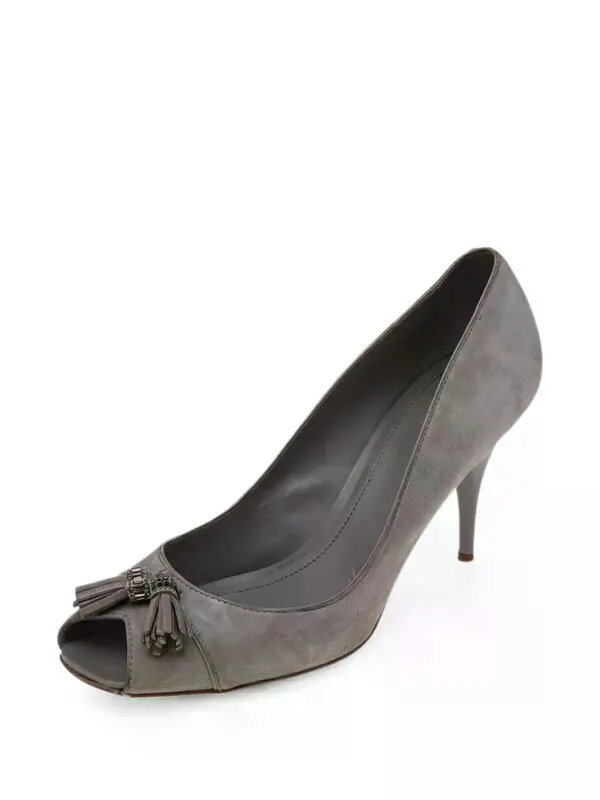 TOD'S Embellished Suede Peep-toe Pumps With Fringe