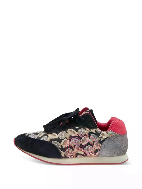 Tory Burch Floral Print Logo Detail Sneakers - Black