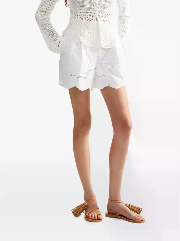Erdem Floral Cutwork Shorts - White