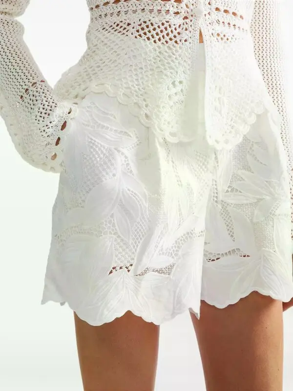 Erdem Floral Cutwork Shorts - White