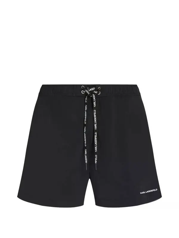 Karl Lagerfeld Logo Drawstring Swim Shorts - Black