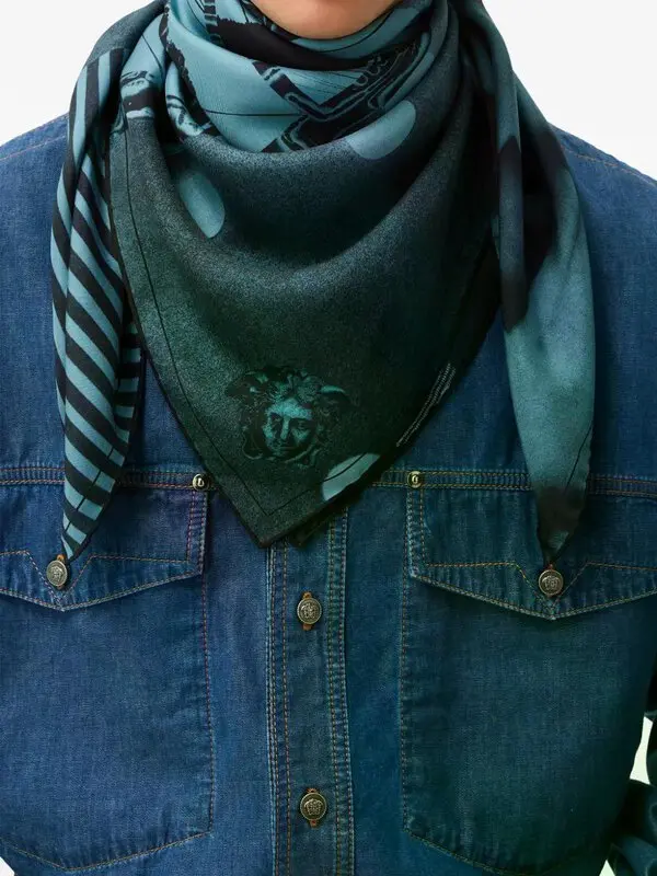 Versace Printed Silk Twill Scarf 90 Cm