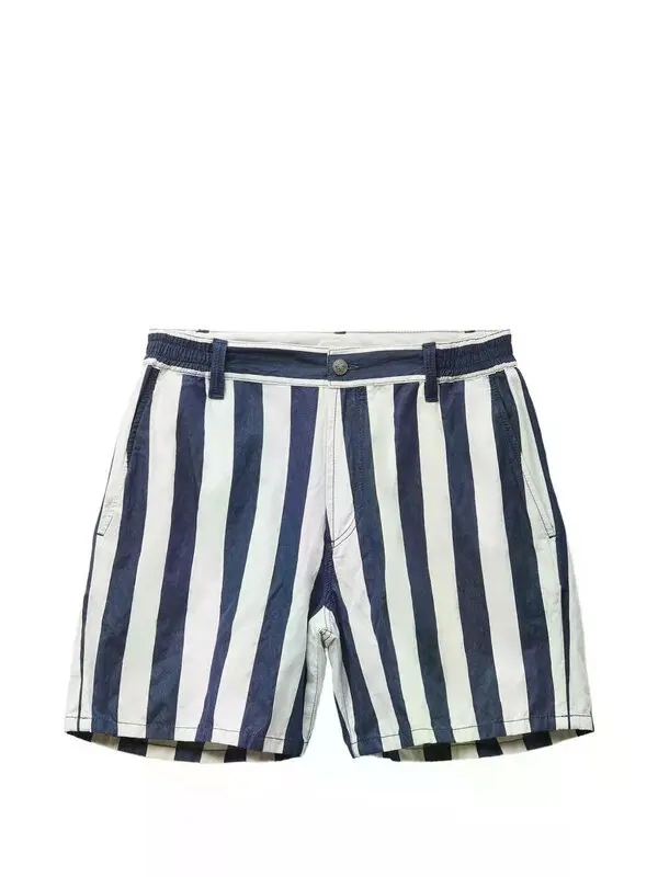 Versace Striped Cotton Denim Shorts