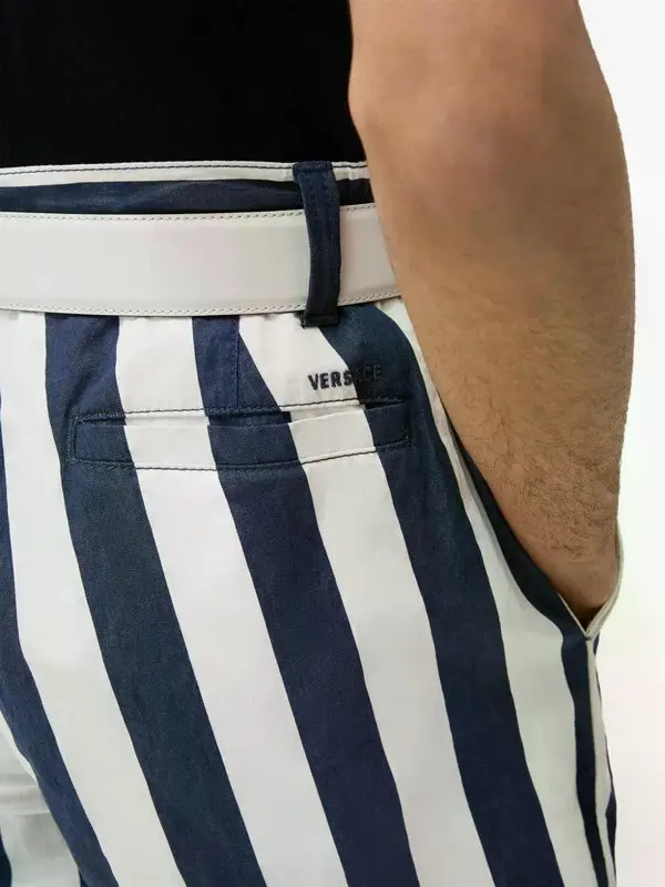 Versace Striped Cotton Denim Shorts