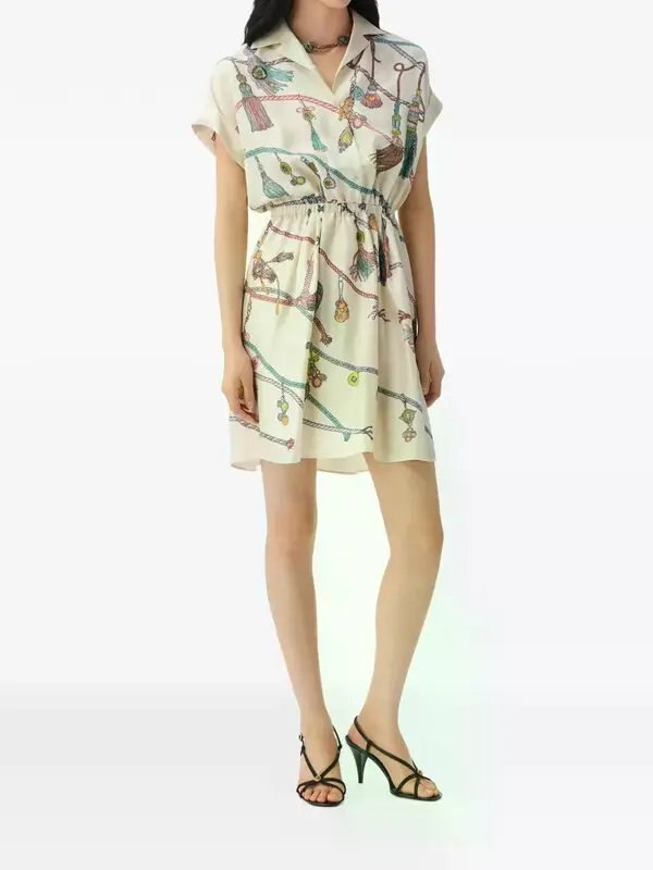 Versace Printed Silk Twill Mini Shirt Dress
