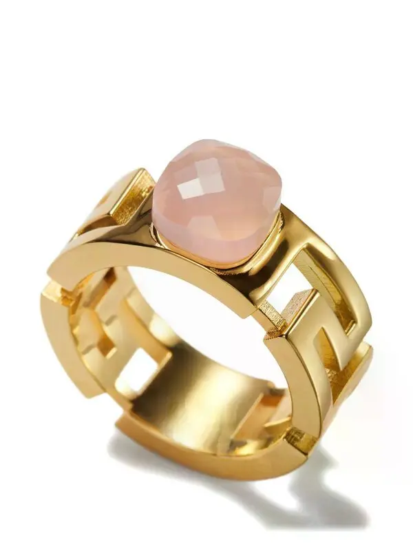 Versace Greca Motif Ring With Faceted Stone