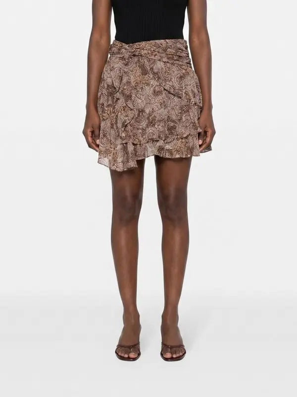 Isabel Marant Étoile Camia Printed Cotton Mini Skirt - Ocher
