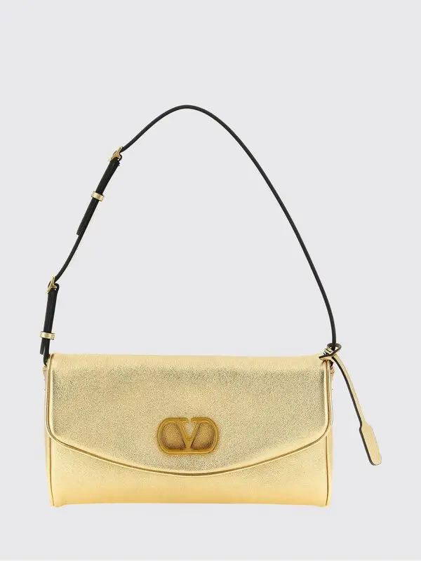 Valentino Garavani Devain Mini Shoulder Bag In Laminated Nappa Leather - Gold