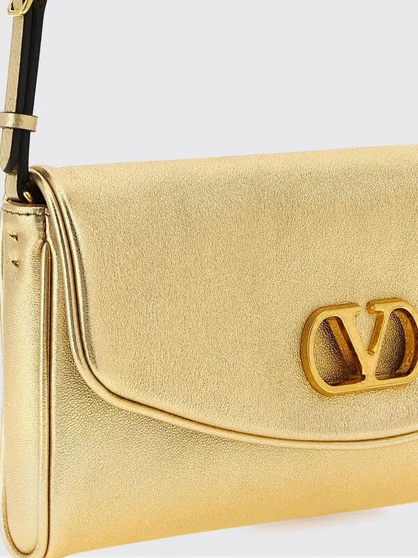 Valentino Garavani Devain Mini Shoulder Bag In Laminated Nappa Leather - Gold