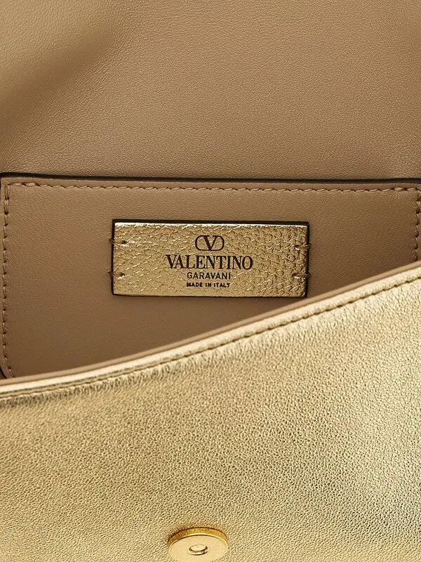 Valentino Garavani Devain Mini Shoulder Bag In Laminated Nappa Leather - Gold