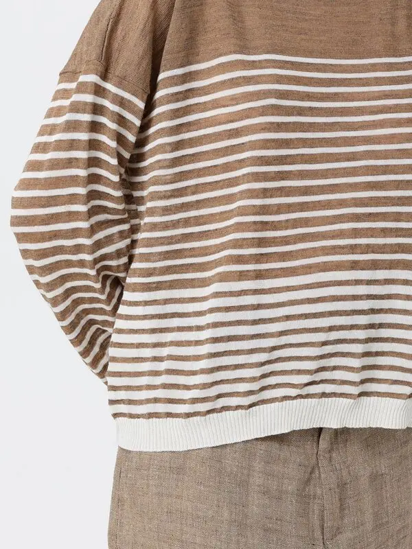 ROBERTO COLLINA Striped Sweater - Brown