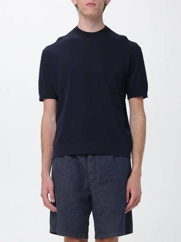 PAOLO PECORA Short Sleeve Knit Top - Blue