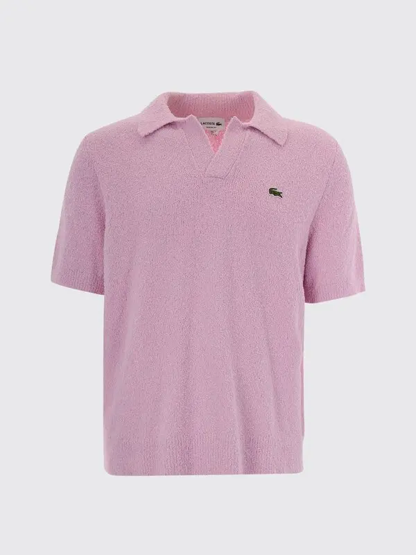 Lacoste V-neck Cotton-blend Knit Polo Shirt With Contrast Logo Patch