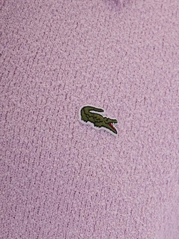 Lacoste V-neck Cotton-blend Knit Polo Shirt With Contrast Logo Patch