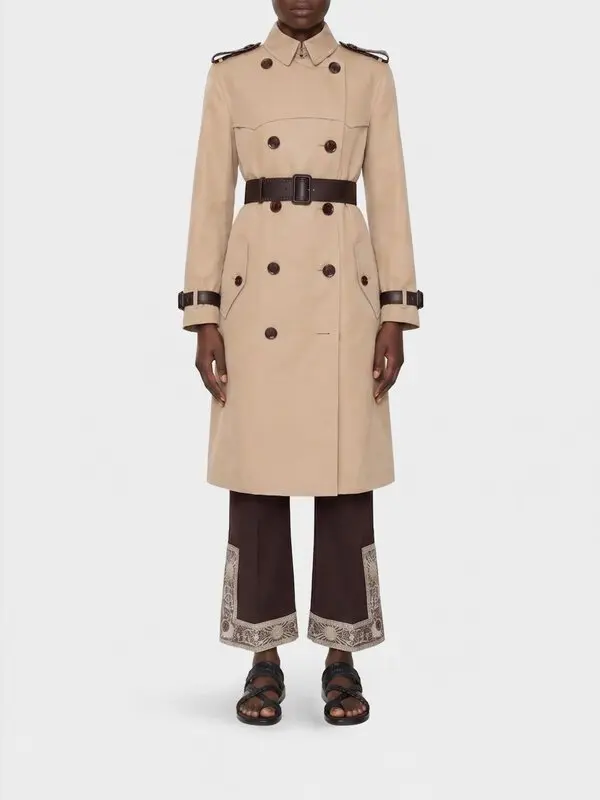 Burberry Double-breasted Cotton And Silk Trench Coat - Beige