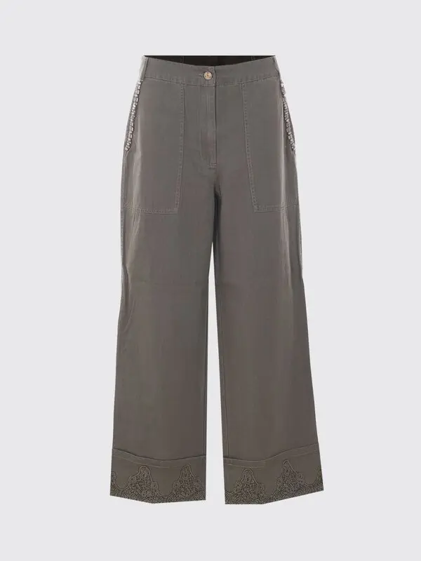 Liu Jo Wide Leg Cropped Trousers With Rhinestone Embellishments