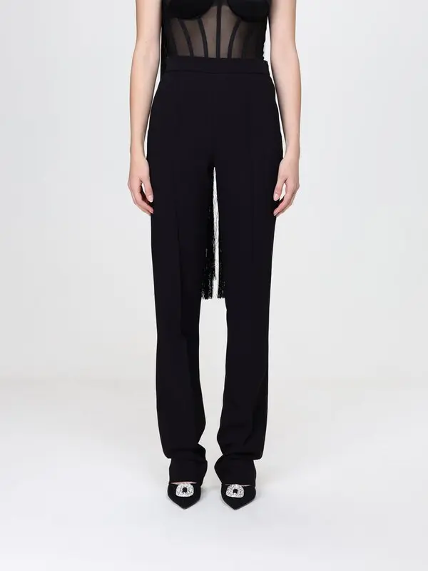 Elisabetta Franchi High-waisted Crêpe Trousers With Fringe Detail