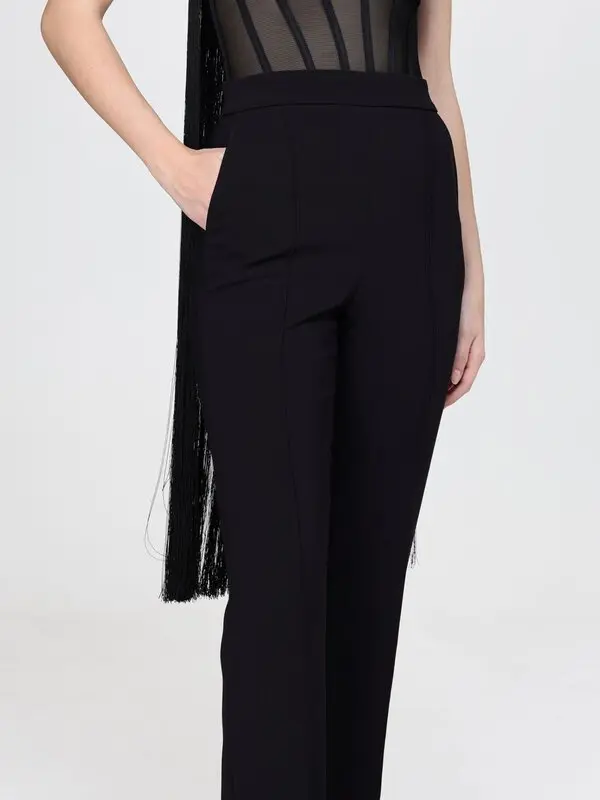 Elisabetta Franchi High-waisted Crêpe Trousers With Fringe Detail