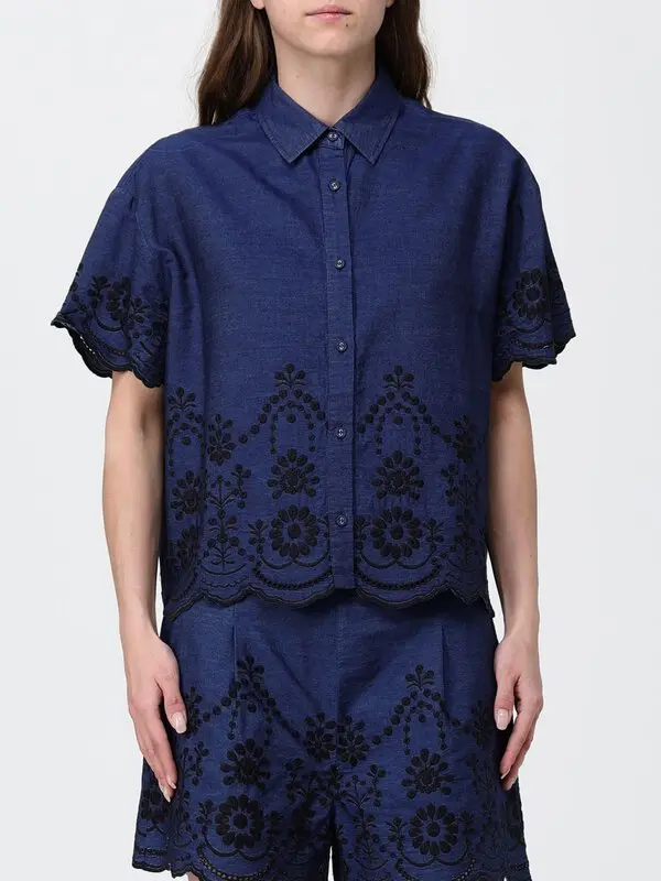 MC2 SAINT BARTH Embroidered Cotton Shirt - Blue