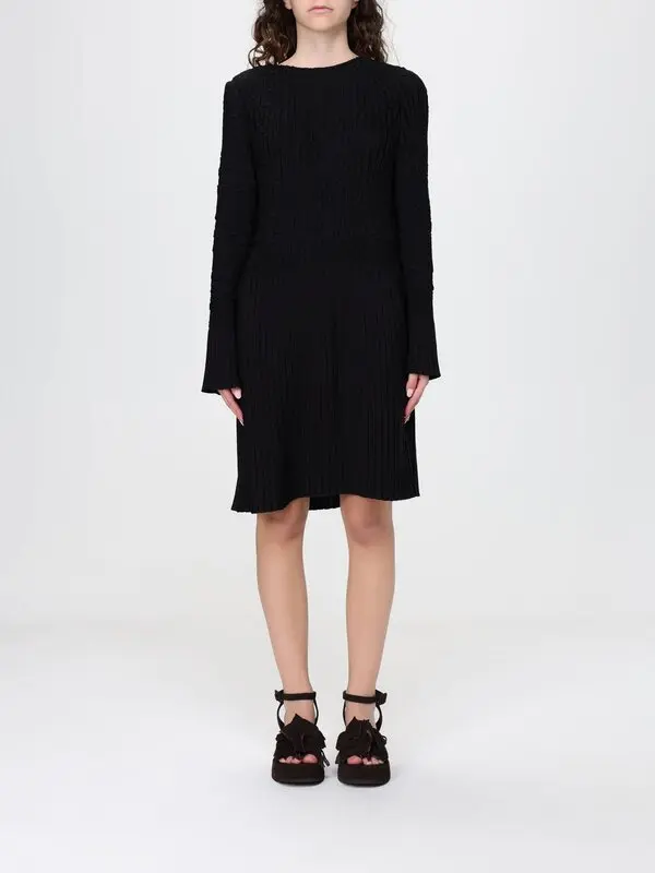 BOSS Long Sleeve Textured Midi Dress