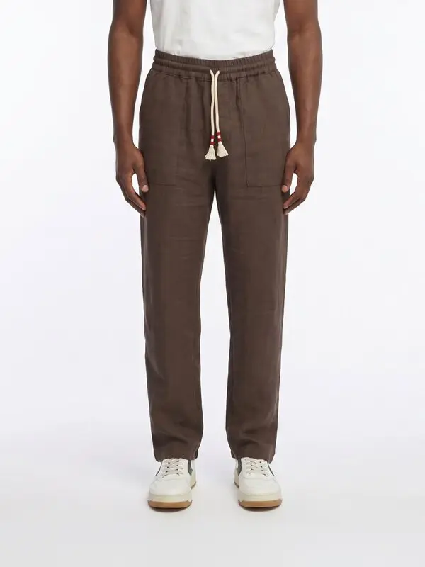MC2 SAINT BARTH Pure Linen Jogging Trousers - Brown