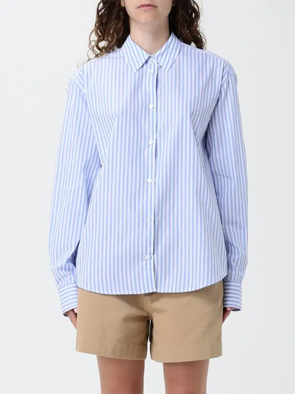 MC2 SAINT BARTH Striped Cotton Long-sleeve Shirt With French Collar - Sky Blue