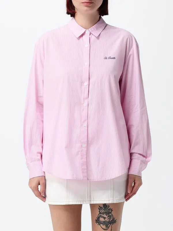 MC2 SAINT BARTH Striped Shirt With Embroidered Logo - Pink
