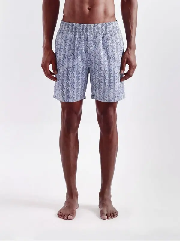 Lacoste Geometric Print Swim Trunks - Gnawed Blue