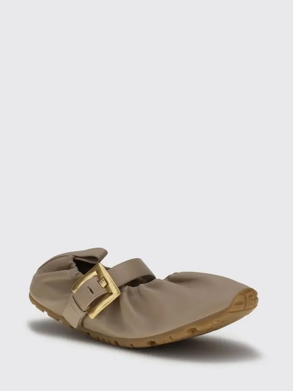 Balmain Ballet Flat With Buckle Detail - Sand