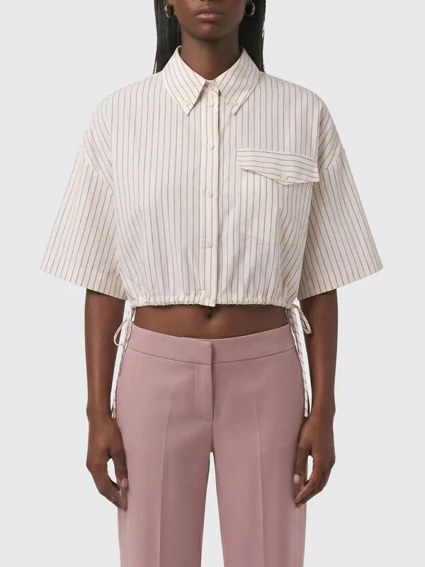 Patrizia Pepe Cropped Shirt With Drawstring Hem