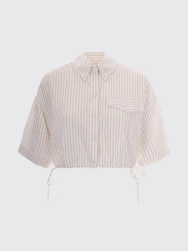 Patrizia Pepe Cropped Shirt With Drawstring Hem