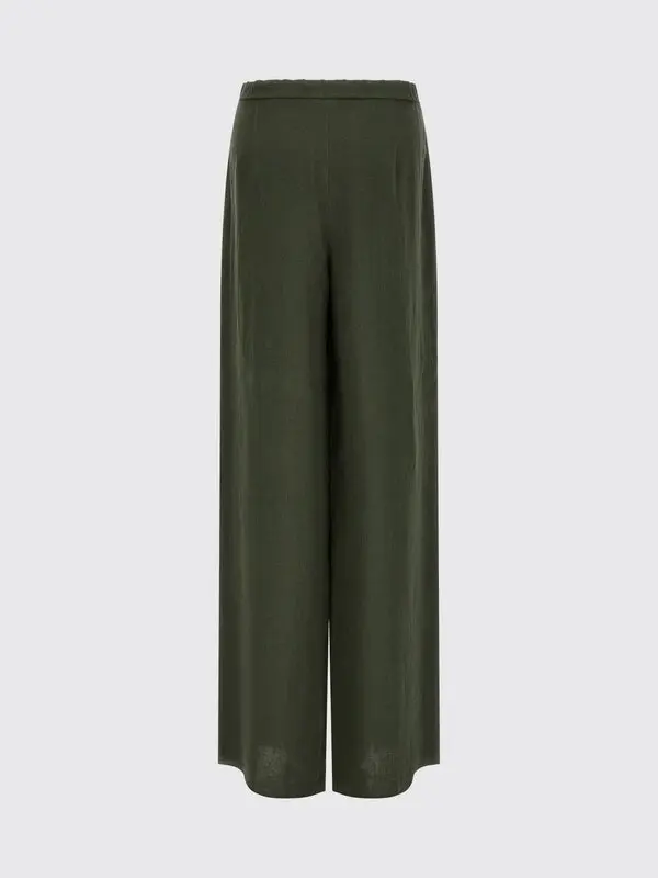 Max Mara Linen Wide Leg Palazzo Trousers - Green
