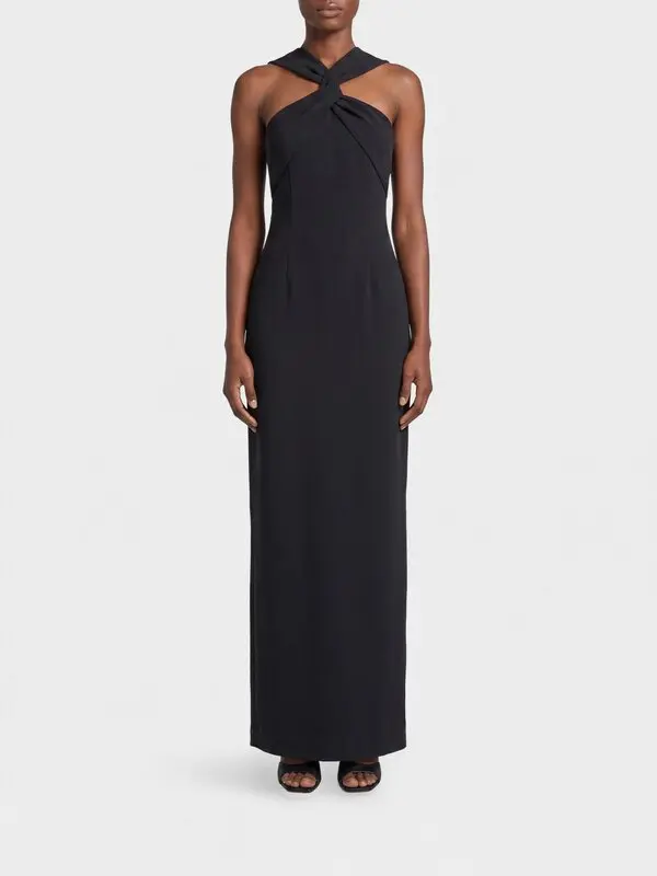Solace London Halterneck Off-the-shoulder Crêpe Maxi Dress - Black
