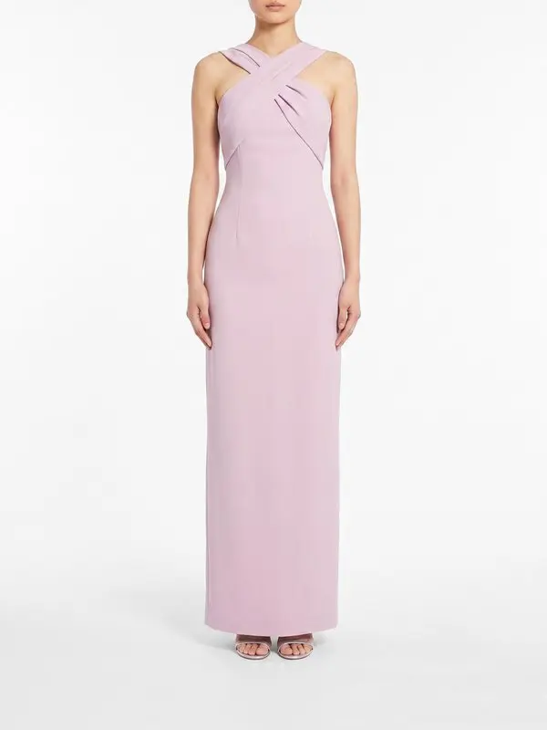 Solace London Halterneck Off-the-shoulder Crêpe Maxi Dress - Pink