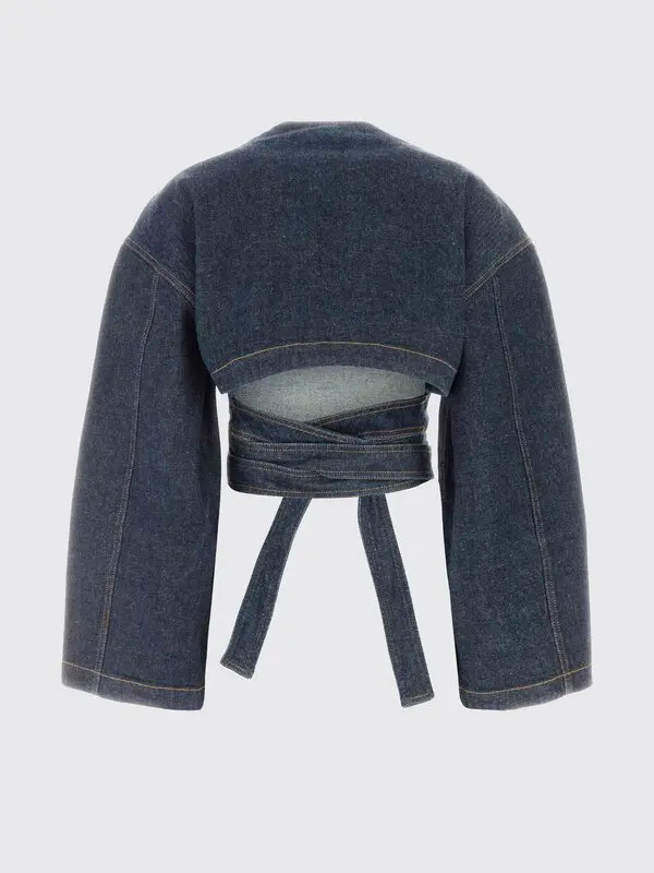 Alaïa Cropped Wrap Denim Jacket