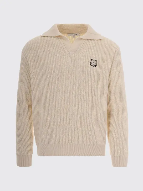 Maison Kitsuné Ribbed Knit Polo Sweater
