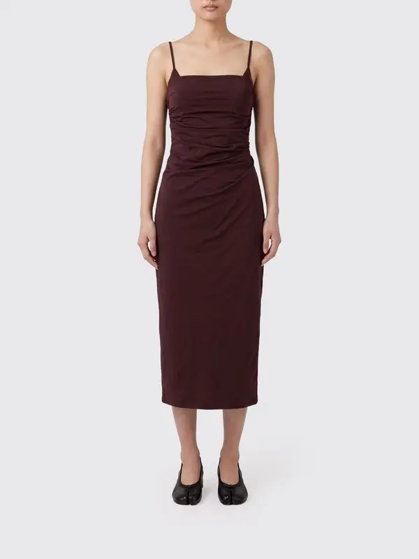 Patrizia Pepe Ruched Midi Dress - Brown