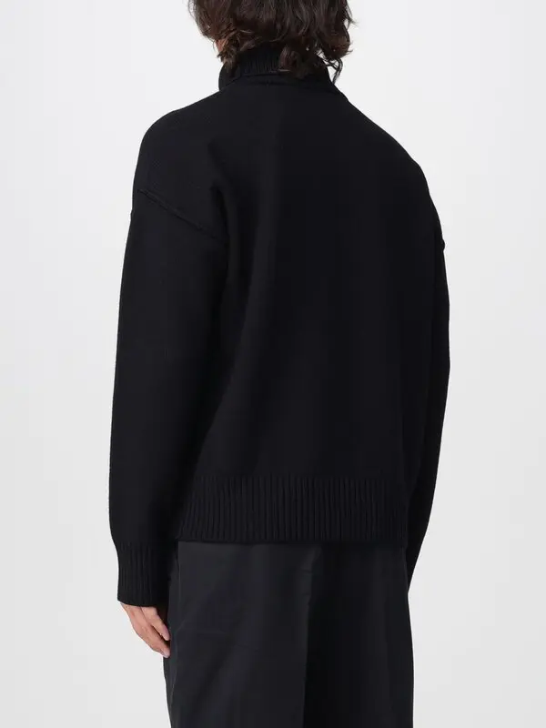 AMI Paris Embroidered Heart Turtleneck Sweater - Black