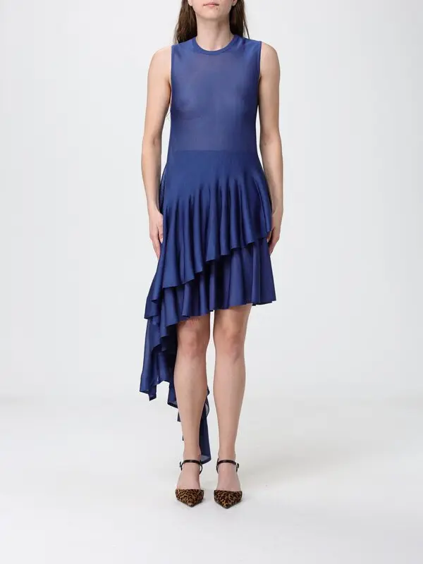 Alaïa Crewneck Asymmetrical Knit Top - Blue