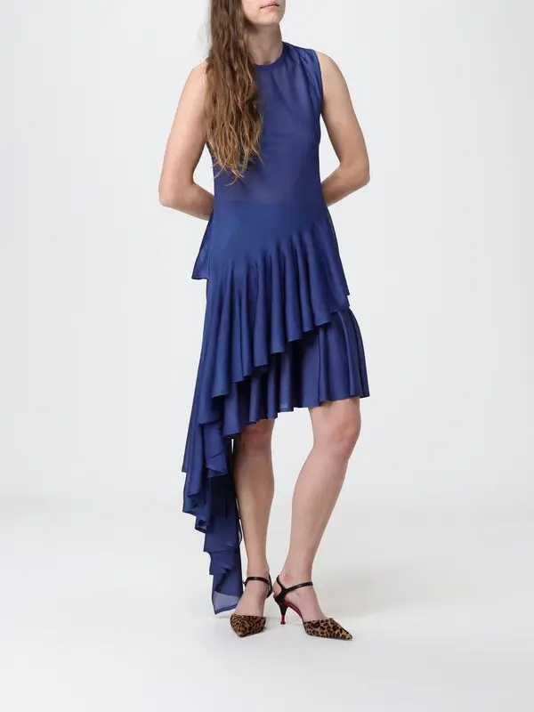 Alaïa Crewneck Asymmetrical Knit Top - Blue