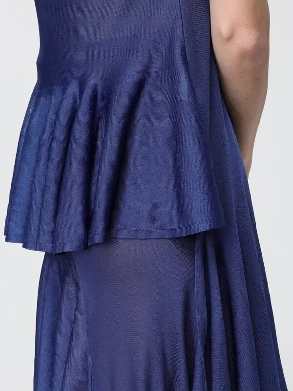 Alaïa Crewneck Asymmetrical Knit Top - Blue