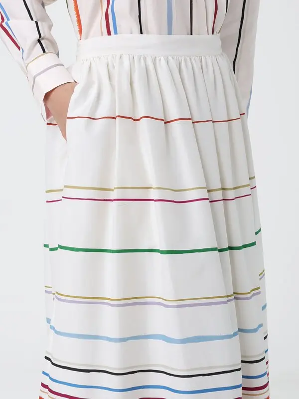 Paul Smith Striped Cotton And Silk Midi Skirt